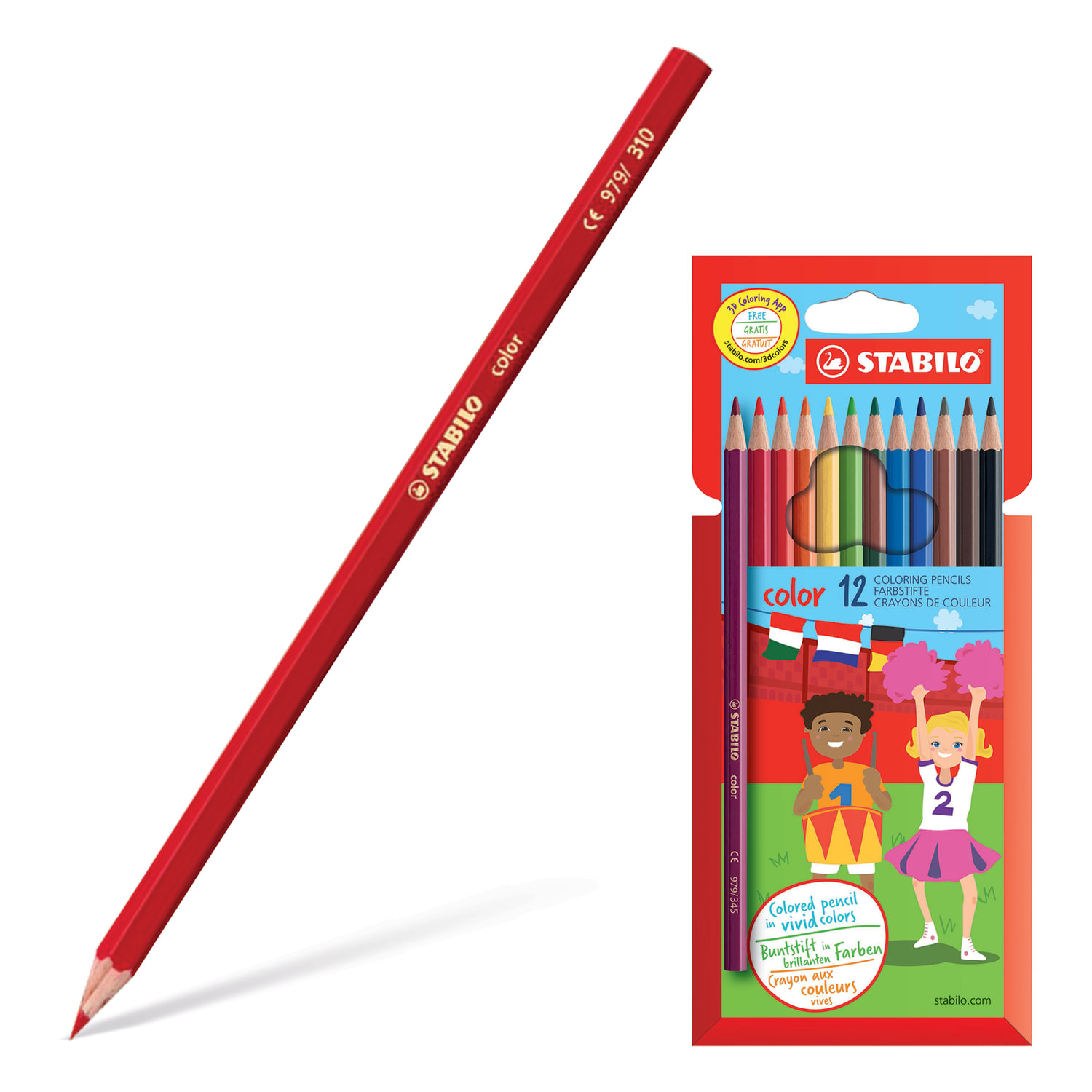 Карандаши цветные STABILO "Color", 12 цветов, грифель 2,5 мм ...