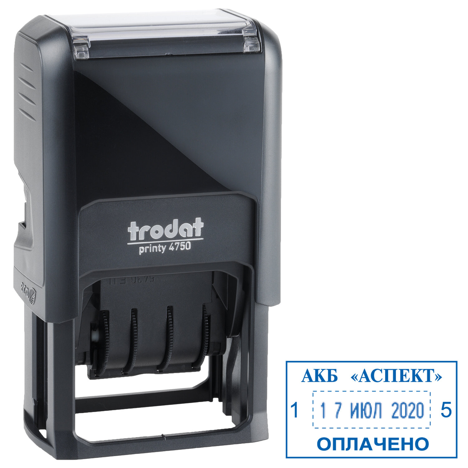 Датер со свободным полем, оттиск 41х24 мм, синий, TRODAT 4750 - купить ...