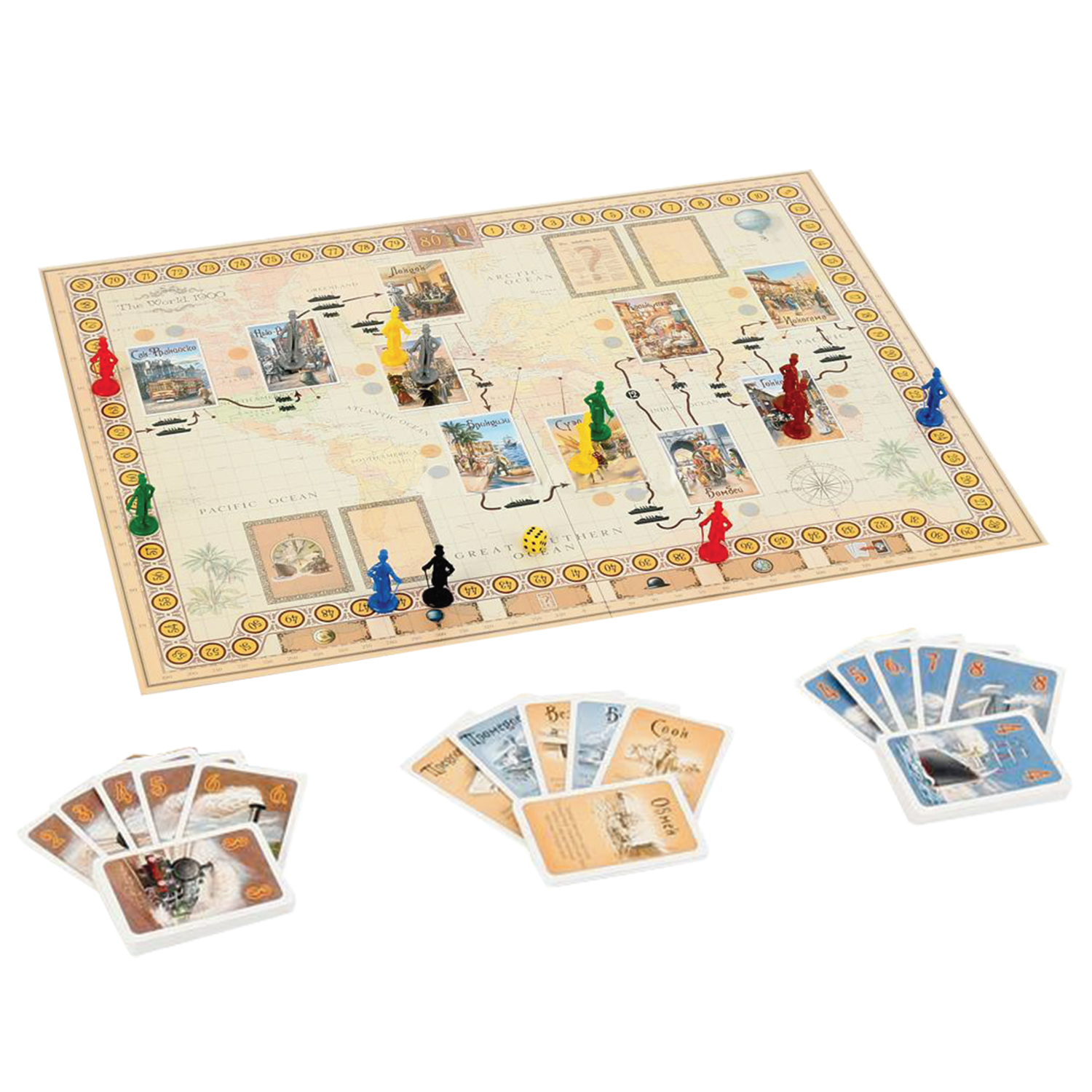 Игра-ходилка настольная детская "Вокруг света за 80 дней", игровое поле ...